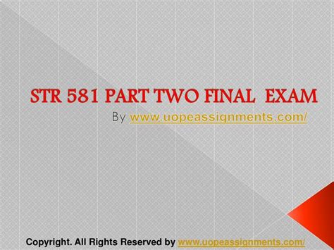 Str 581 Capstone Final Exam Complete Course Tutorials