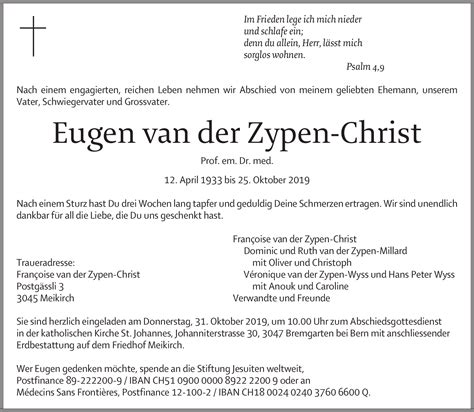Eugen Van Der Zypen Christ Hommages
