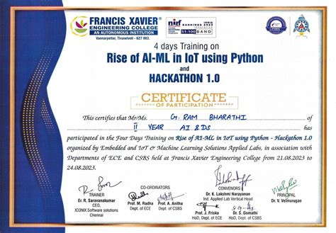 Ai Machinelearning Iot Python Hackathon Datascience Ram Bharathi G