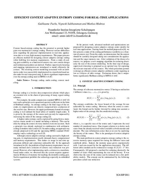 Pdf Efficient Context Adaptive Entropy Coding For Real Time