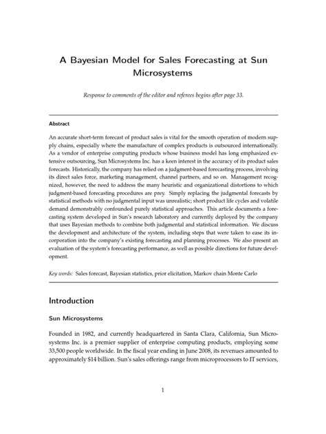 a bayesian model for sales forecasting at sun microsystems pdf
