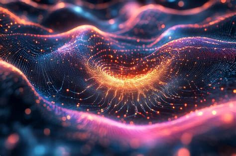 Abstract Digital Landscape With Glowing Lights Premium Ai Generated Image