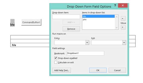 vba user selects item from drop down box clicks button and the selected item populates the