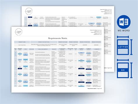 Requirements Matrix Template Requirements Traceability Matrix Template