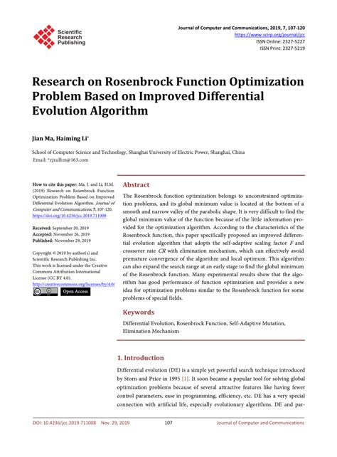 Pdf Research On Rosenbrock Function Optimization Problem Based On