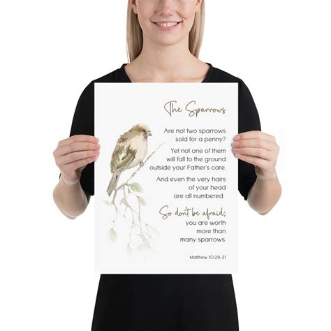 The Sparrow Bible Verse Poster Modern Christian Watercolor Wall Art