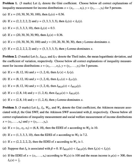Solved Problem Marks Let IG Denote The Gini Chegg