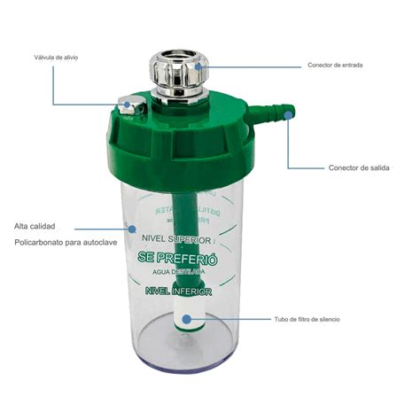 Vaso Humidificador Para Fuente De OxÍgeno Human Haim