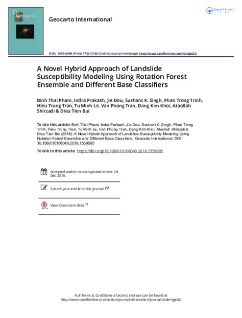 Pdf A Novel Hybrid Approach Of Landslide Susceptibility Modelling
