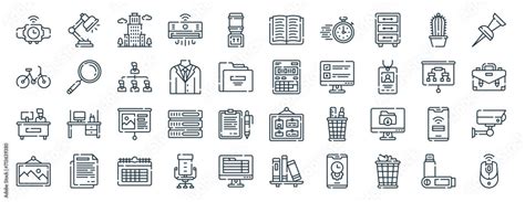 Linear Pack Of Office Line Icons Linear Vector Icons Set Such As Lamp