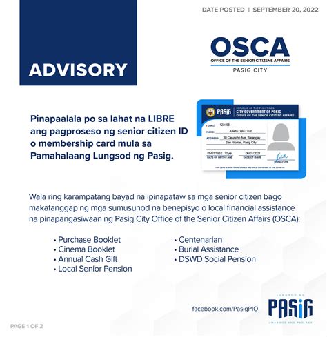 Advisory Pinapaalala Po Sa Lahat Na Libre Ang Pagproseso Ng Senior Citizen Id O Membership Card
