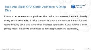 Roles And Skills Of A Corda Architect A Deep Dive PPT