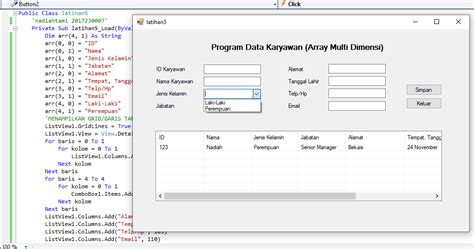 Latihan Dan Kasus Array Multidimensi Pada Vbnet