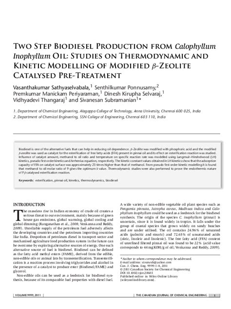 Pdf Two Step Biodiesel Production From Calophyllum Inophyllum Oil Optimization Of Modified β