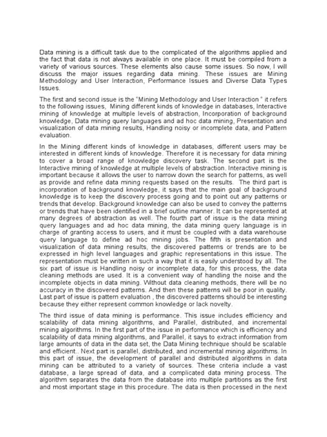 Major Issues In Data Mining Pdf Data Mining Data