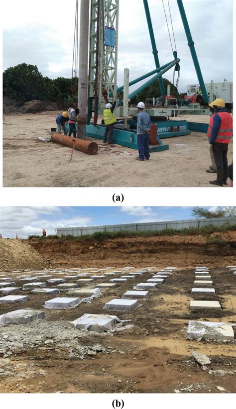 Photographs Of A Driving Phc Pipe Piles And B Concrete Pile Caps Download Scientific Diagram