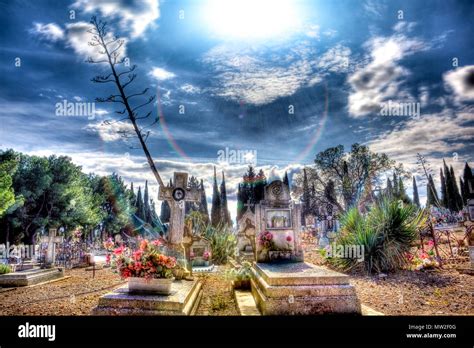Scenic Cemetery And Tombstonegravestone And Halloween Background