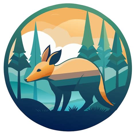 Premium Vector Sticker Aardvark And Trees Logo Vector Background Design
