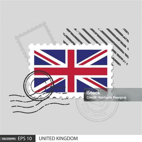 영국 국기 우표 회색 포스트 스탬프 배경에서 격리된 벡터 그림과 지정은 벡터 Eps10입니다 0명에 대한 스톡 벡터 아트 및 기타 이미지 Istock