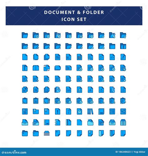Set Of Document And Folder Icon With Filled Outline Style Design Vector Stock Vector