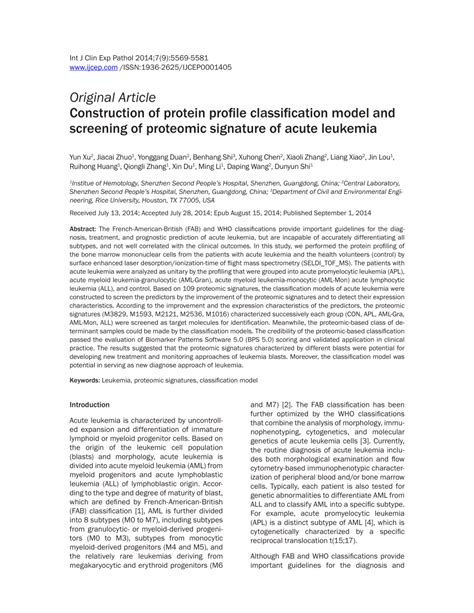 Pdf Construction Of Protein Profile Classification Model And