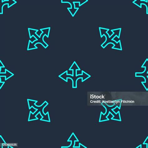 녹색 라인 도로 교통 표지판 표지판 아이콘은 파란색 배경에 원활한 패턴을 격리 포인터 기호입니다 격리 된 거리 정보 표지판 방향 기호입니다 벡터 일러스트레이션 간판에 대한