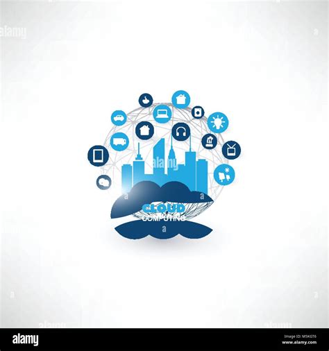 Cloud Computing Design Concept With Icons Digital Network Connections Technology Background