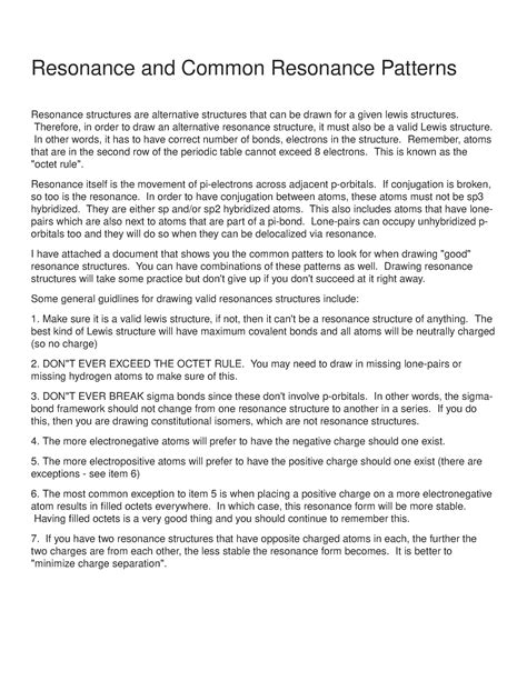 Resonance And Common Resonance Patterns Resonance And Common Resonance Patterns Resonance