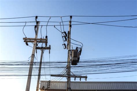 Transformer Transmission Electricity Convert High Voltage To Low Voltage Stock Image Image Of