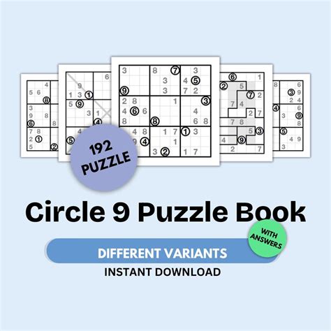 192 Circle 9 Logic Puzzles Sudoku Variant Game Printable Puzzle Book