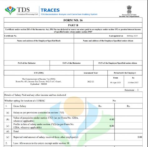 Download Automatic Excel Based Income Tax Form 16 Part A And B Which Can