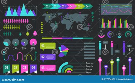Infographics Charts Vector Illustration Of Marketing Statistics Financial Analysis Data Charts