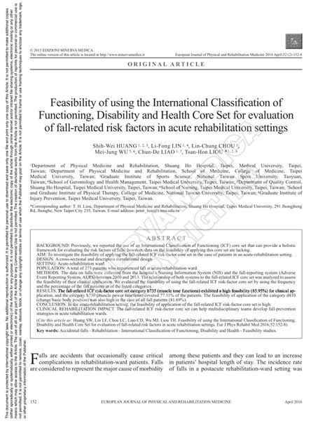 Pdf Feasibility Of Using The International Classification Of Functioning Disability And