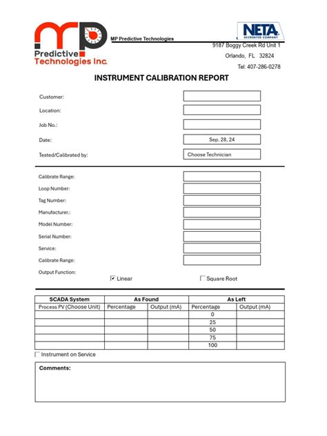 Calibration Form Final 1 0 Pdf