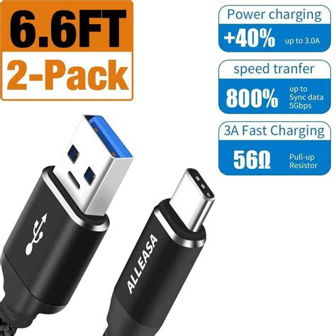 Pack Ft Usb A To Usb C Type C Charging Cable Adapter Braided Cord