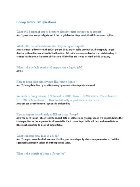 Sqoop Interview Questions Pdf Sql Databases