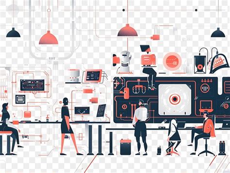 High Tech Robotics Lab With Candidates Discussing Technology 2d Flat Election Concept Idea Art