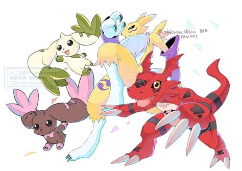 Renamon Terriermon Guilmon And Lopmon Digimon And More Drawn By