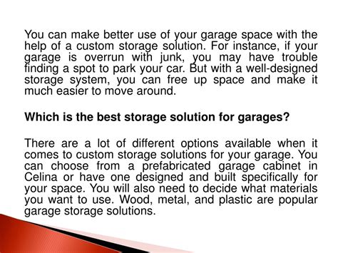ppt why would you need a customized storage solution for your garage