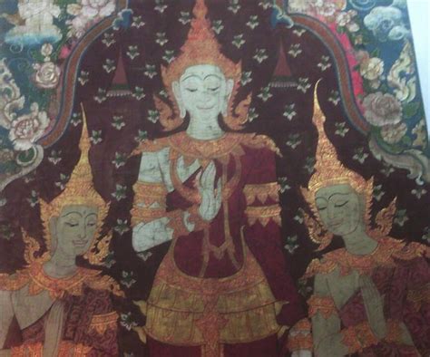 งานศิลปะรูปภาพและของสะสม ภาพพระบฏ ขนาดใหญ่ ขนาด 110x250 ซ ม เขียนด้วยสีฝุ่นปิดทองคำเปรวติด และ