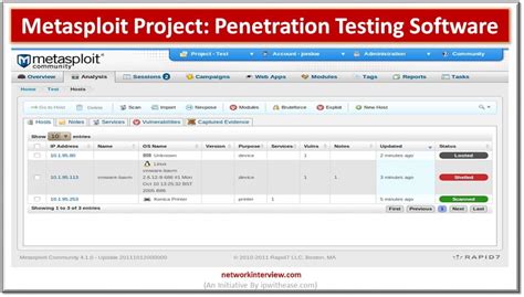 metasploit project penetration testing software network interview