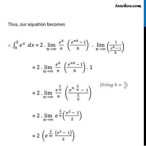 Question 2 Evaluate Integral Ex Dx As The Limit Of A Sum