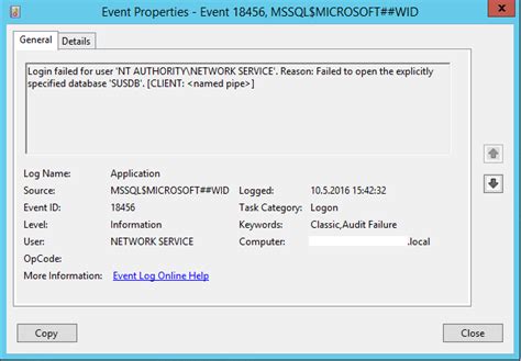 Login Failed For User NT AUTHORITY NETWORK SERVICE Reason Failed To