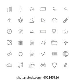 Set Web Thin Line Icons Stock Vector Royalty Free Shutterstock