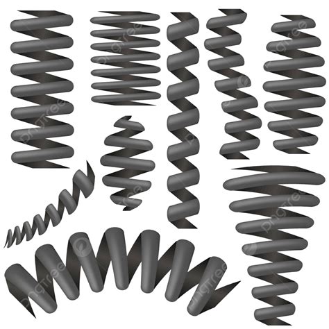 metallic springs collection isolated strained compress cord vector