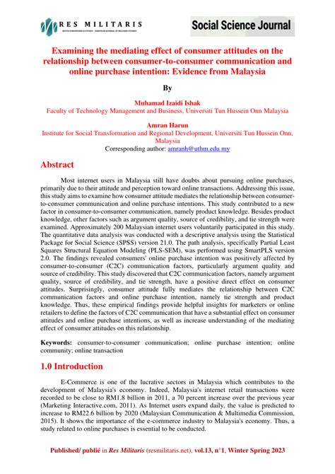 Pdf Examining The Mediating Effect Of Consumer Attitudes On The