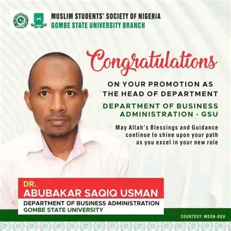 Gombe State University Celebrates Appointment Of New Head Of Business Administration Department