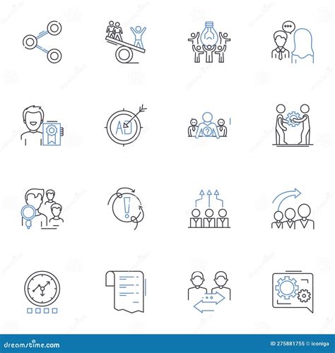 Workforce Management Line Icons Collection Efficiency Scheduling