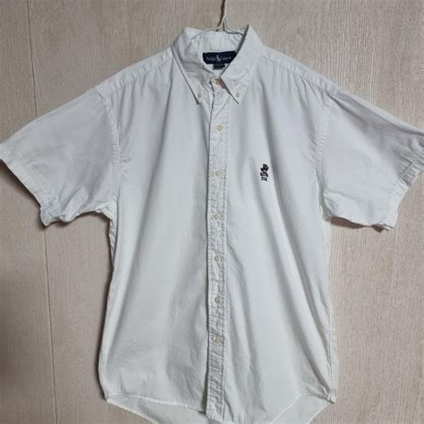 폴로 곰돌이 옥스포드 셔츠 화이트 흰색 반팔 남방 헬로마켓