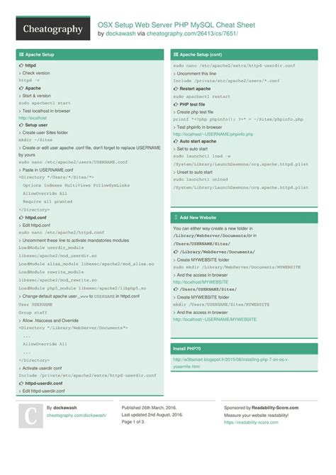 OSX Setup Web Server PHP MySQL Cheat Sheet Web Hosting Services Web Server Blog Hosting